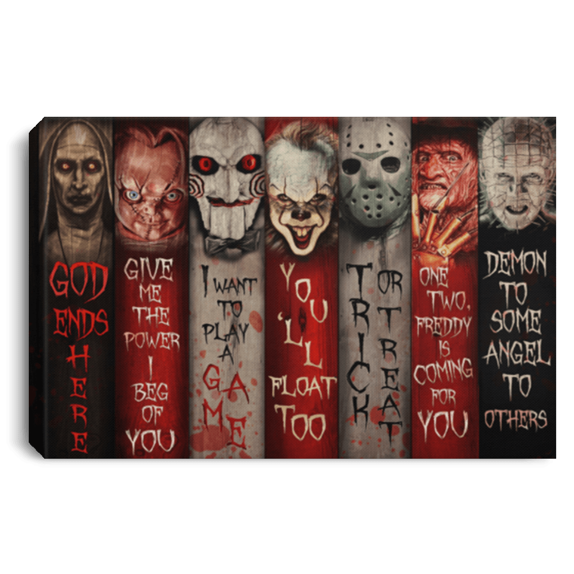 Nun Chucky Billy Penny Jason Freddy Pinhead Halloween Quote Framed ...
