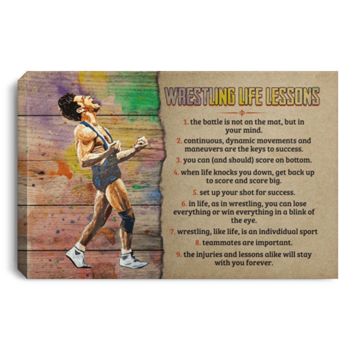 Wrestling Life Lesson Wall Decor | Wrestling Life Lesson Canvas ...