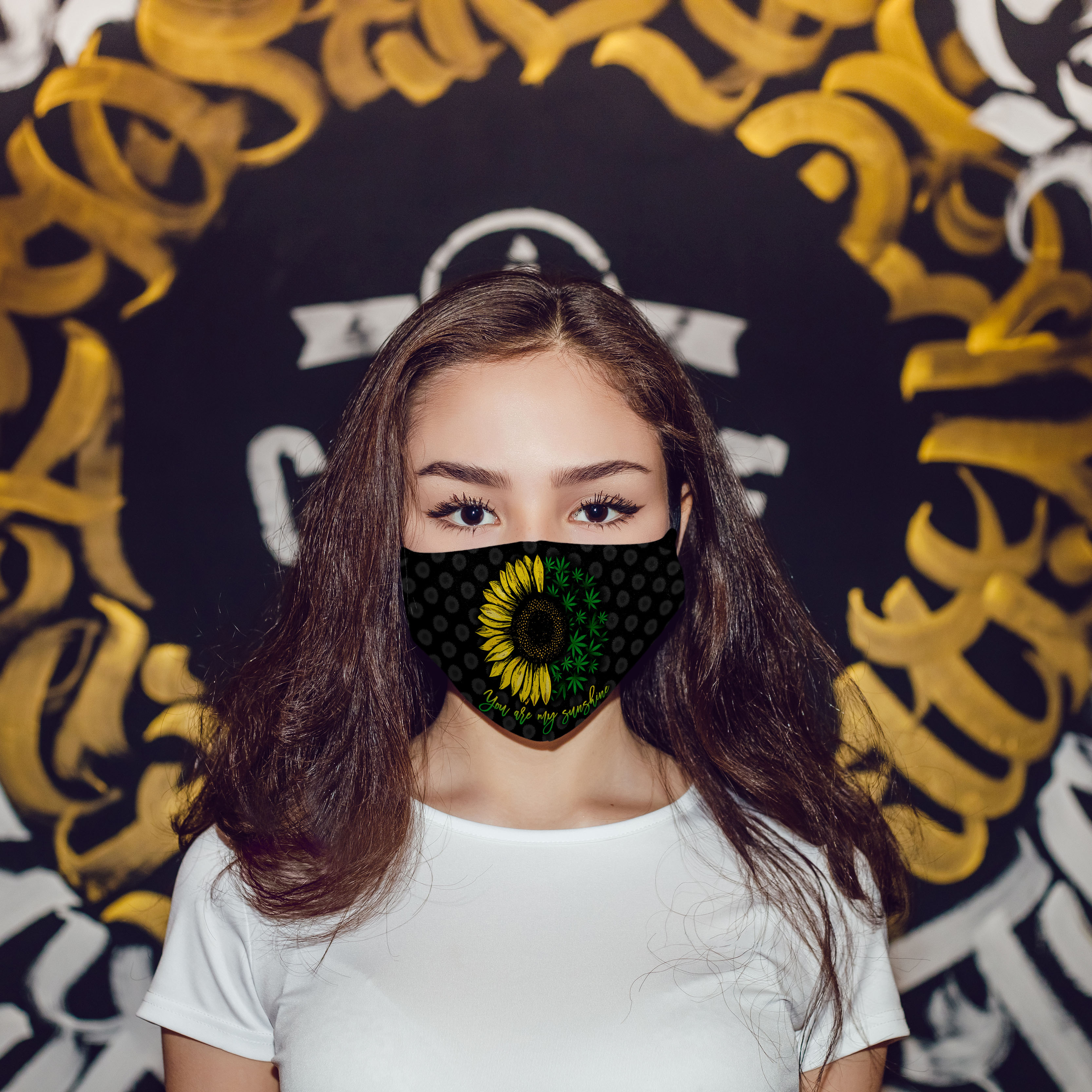 You Are My Sunshine Sunflower Weed Cannabis Funny Face Mask | CubeBik