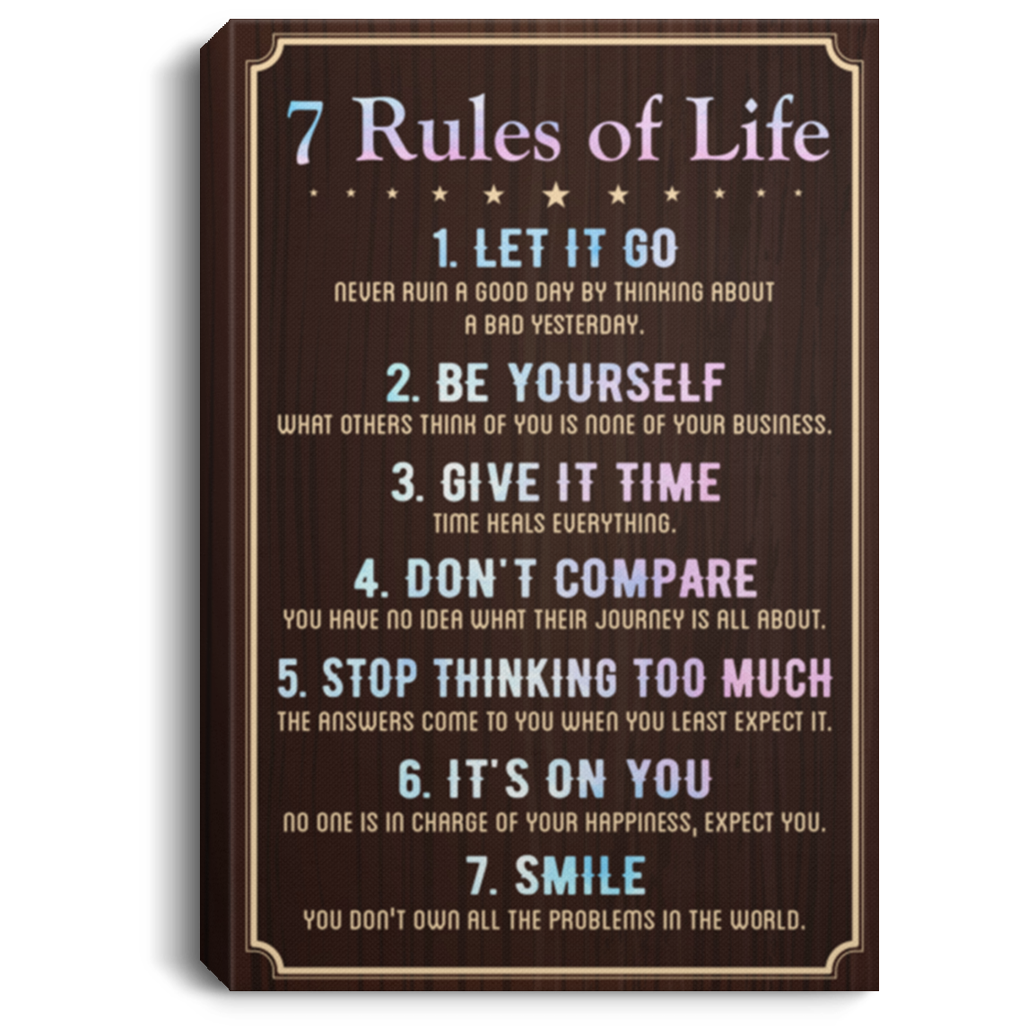 7 Rules of Life Inspirational Canvas | 7 Rules of Life Inspirational ...