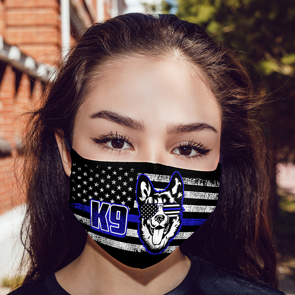 Police K9 Face Mask | Thin Blue Line German Shepherd Police Dog Back ...