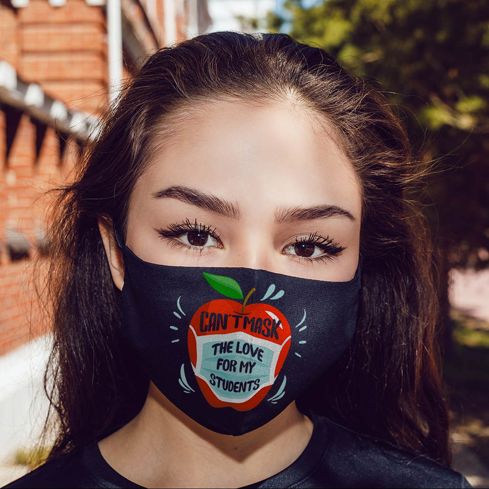 Teacher Mask | Can't Mask The Love For My Students Apple Funny Teacher ...