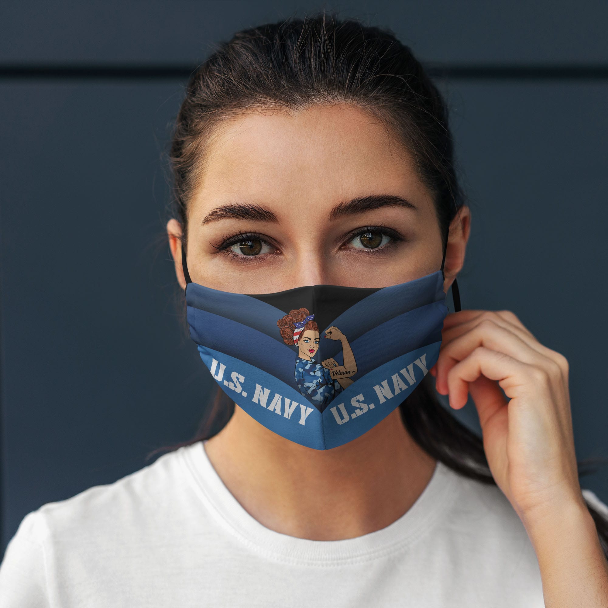 US Navy Face Mask | US Navy Veteran Women Washable Reusable Custom Mask ...