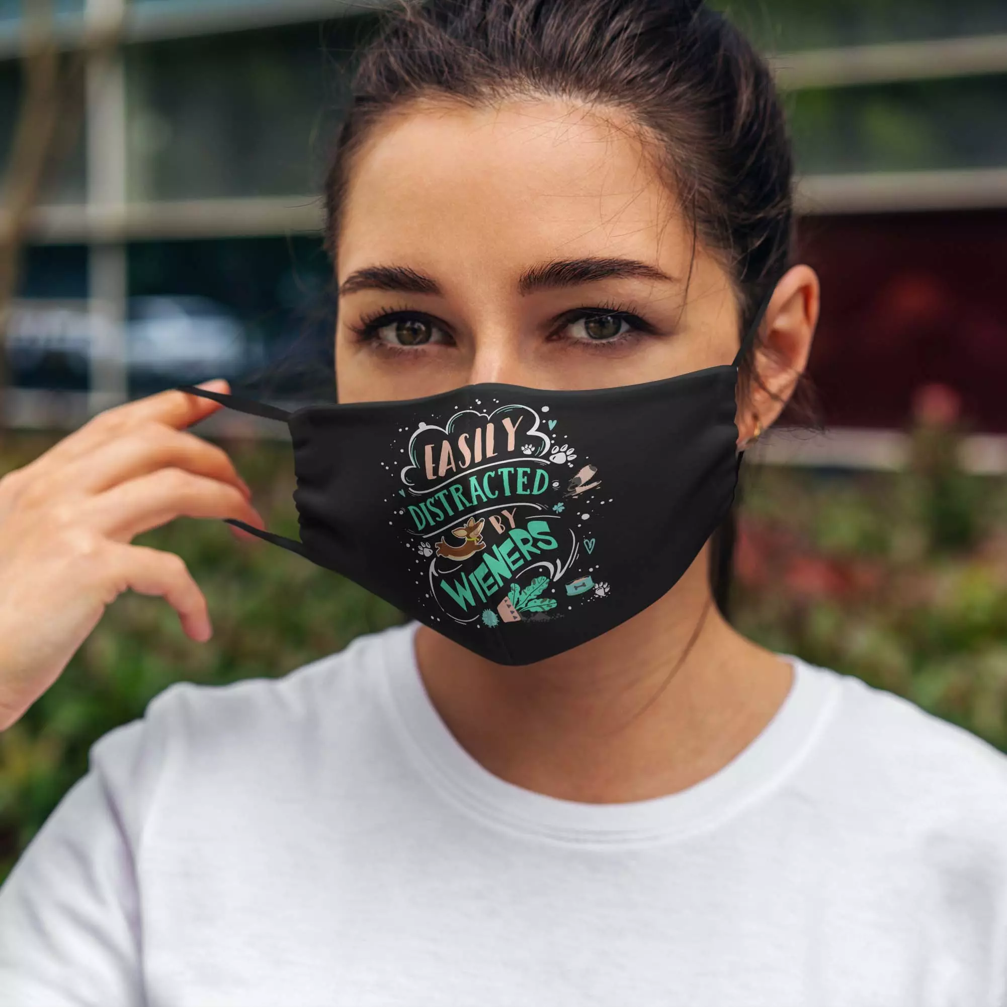 Distracted By Wiener Mask | Easily Distracted By Wieners Face Mask ...