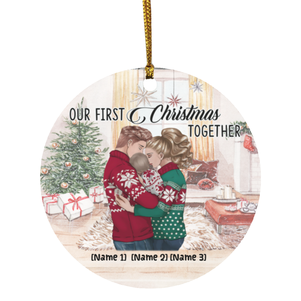 Family Of 3 Christmas Ornament | Personalized Our First Christmas ...