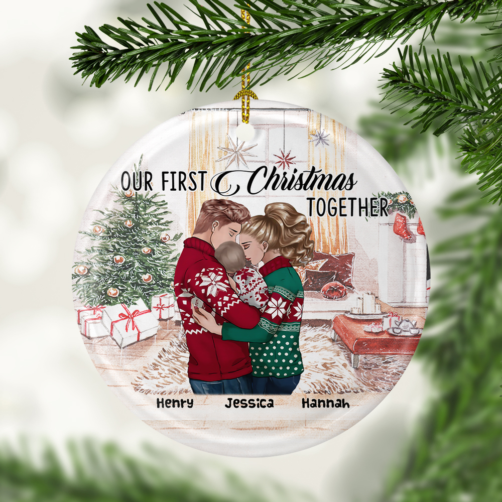 Family Of 3 Christmas Ornament | Personalized Our First Christmas ...