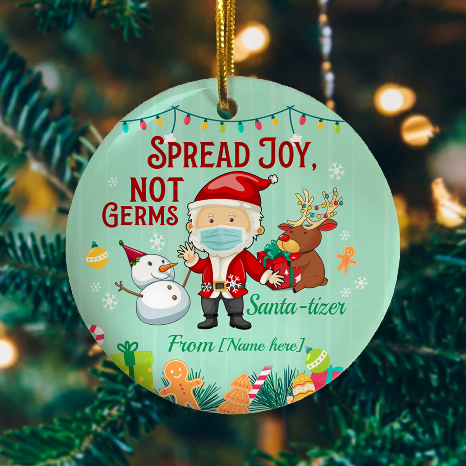 Personalized Santatizer Spread Joy Not Germs Joy to the World Merry ...