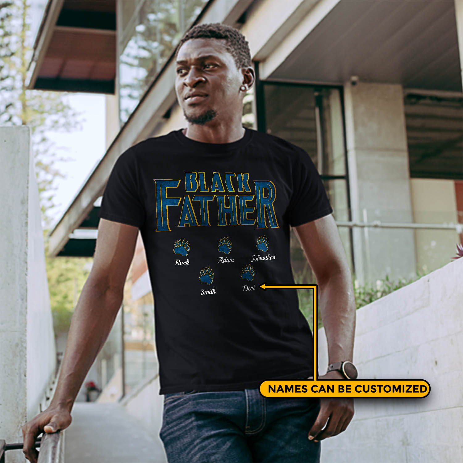 Black Father Personalized T-Shirt | Personalized Black Father T-shirt ...