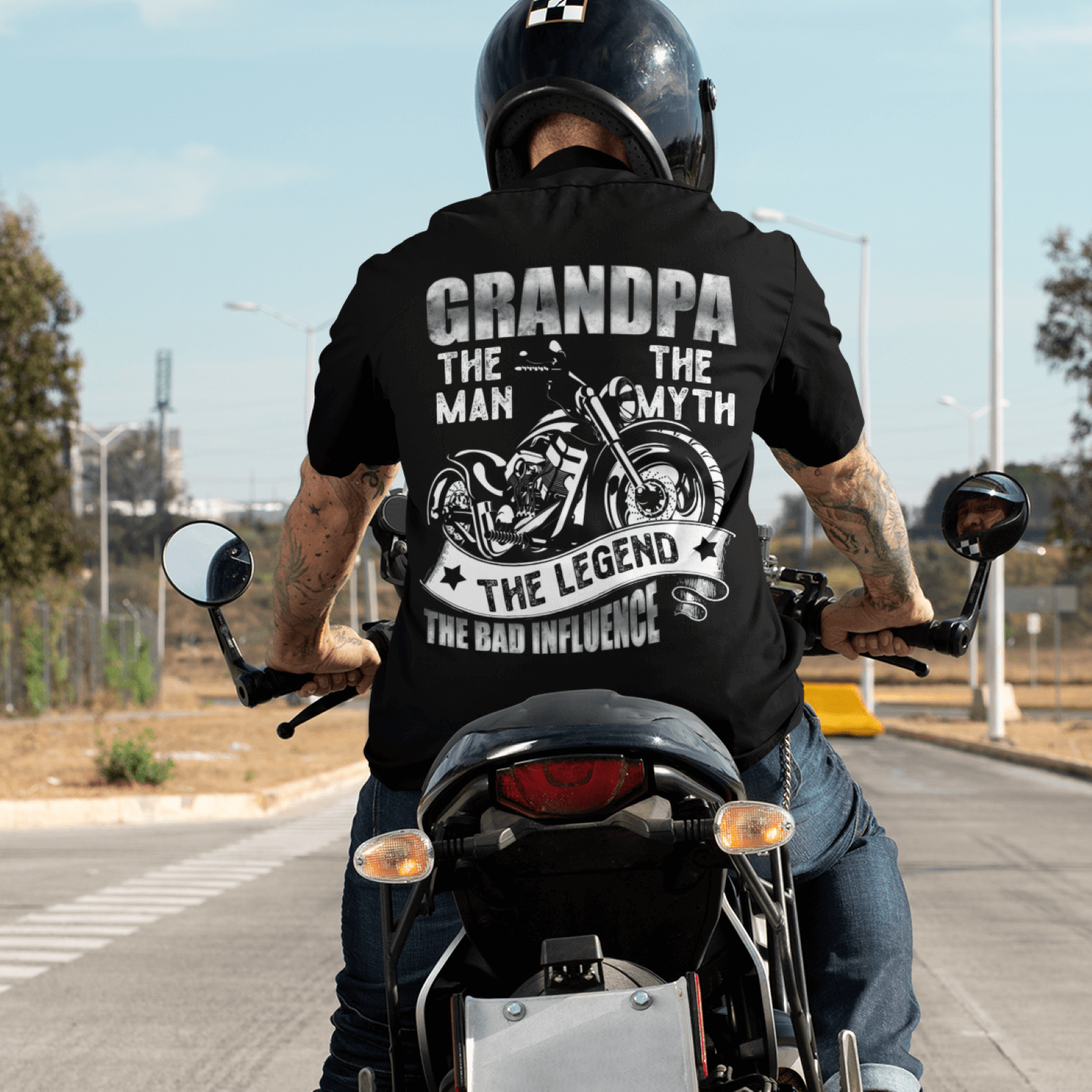 Grandpa Motorcycle Shirt | Grandpa The Man The Myth The Bad Influence ...
