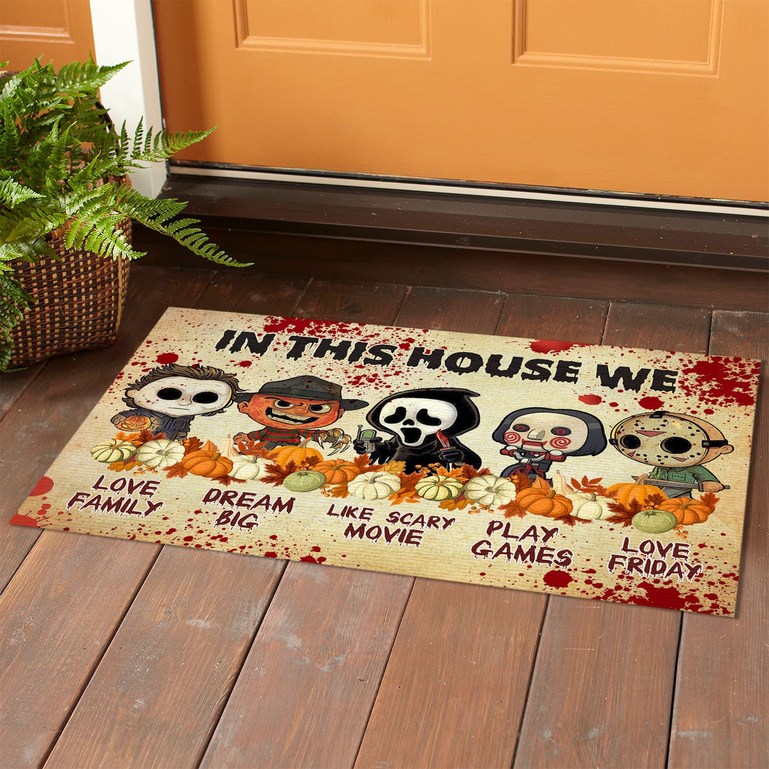 Horror In This House We Love Family Love Friday Doormat - Horror ...