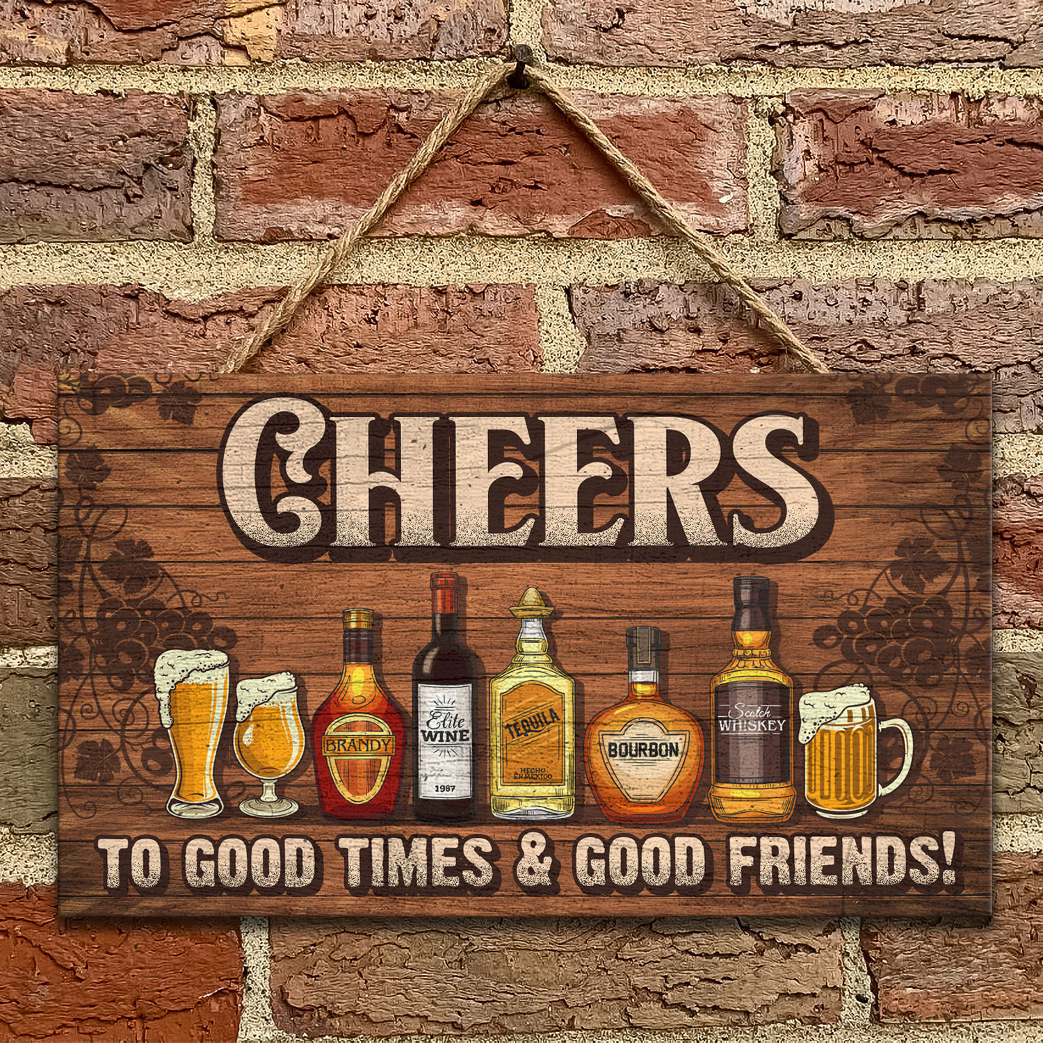 Cheers to Good Time and Good Friends Decorative Wooden Door Sign ...
