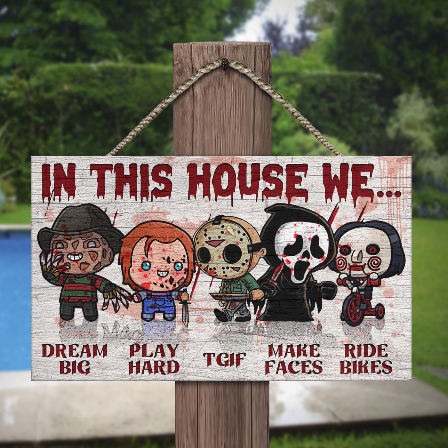 In This House We Love Family Dream Big Like Scary Movies Halloween ...
