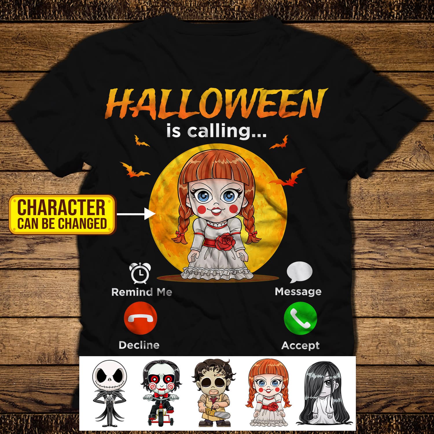 Halloween Is Calling Custom Clipart Horror Movie Characters T-Shirt ...