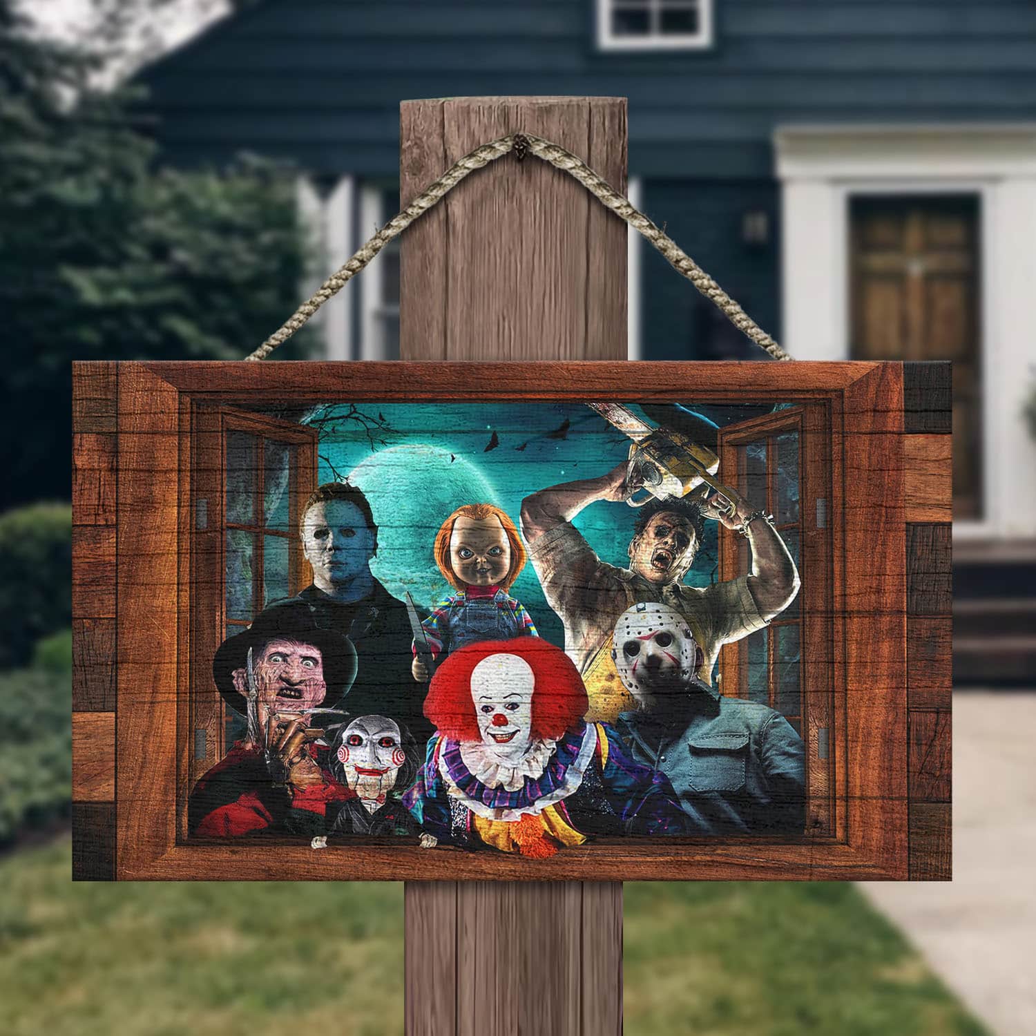 Horror Movie Wooden Door Sign - Michael Freddy Jason Horror Character ...