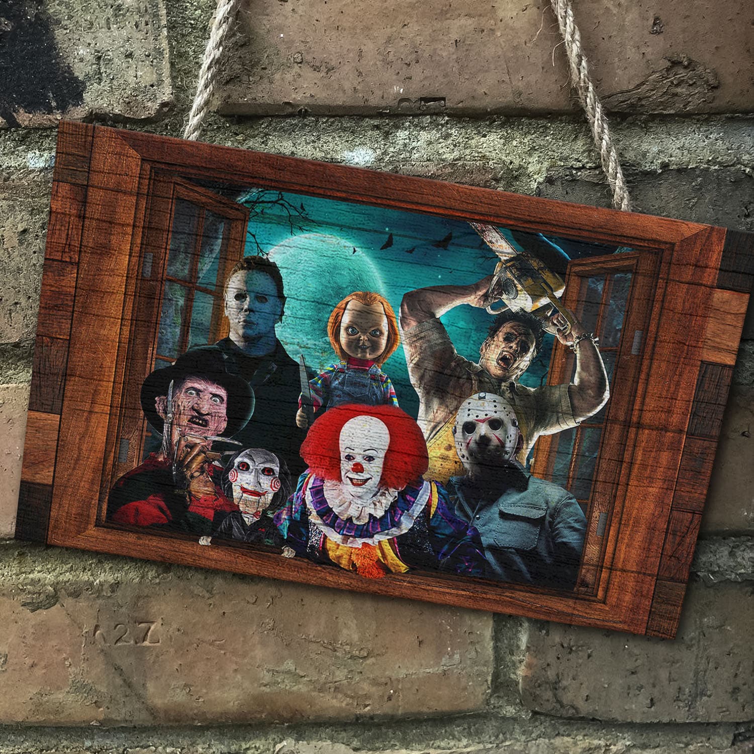 Horror Movie Wooden Door Sign - Michael Freddy Jason Horror Character ...