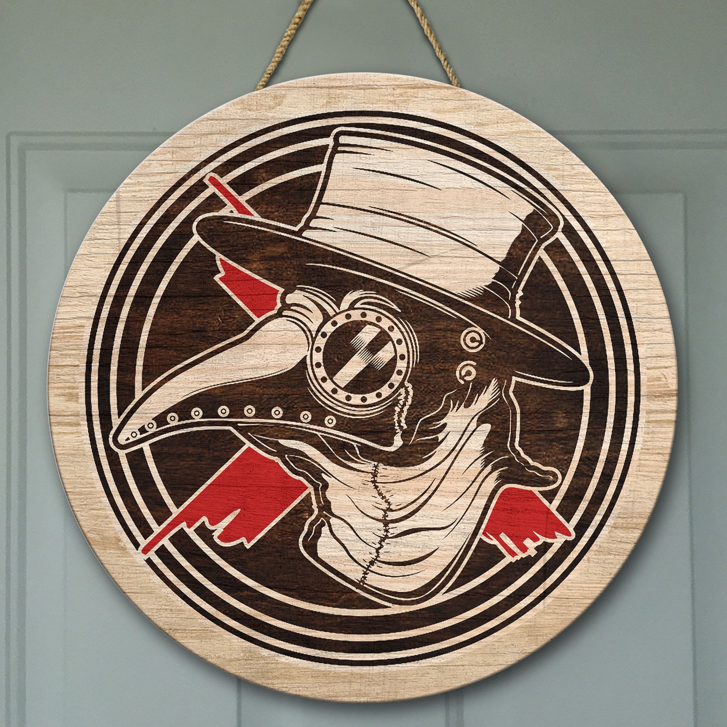 Vintage Plague Doctor Funny Decorative Wooden Door Sign - Front Porch ...