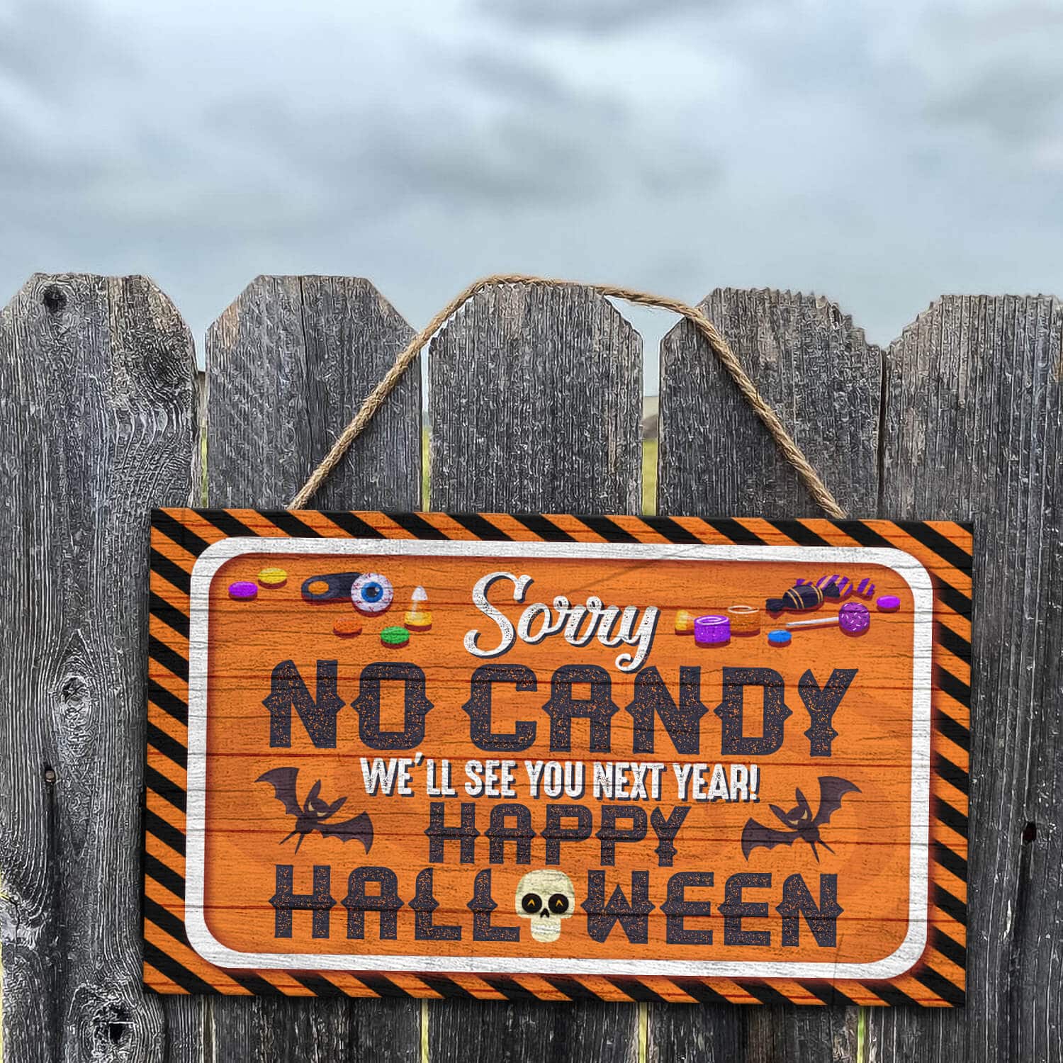 Sorry No Candy We'll See You Next Year Happy Halloween Wooden Door Sign ...