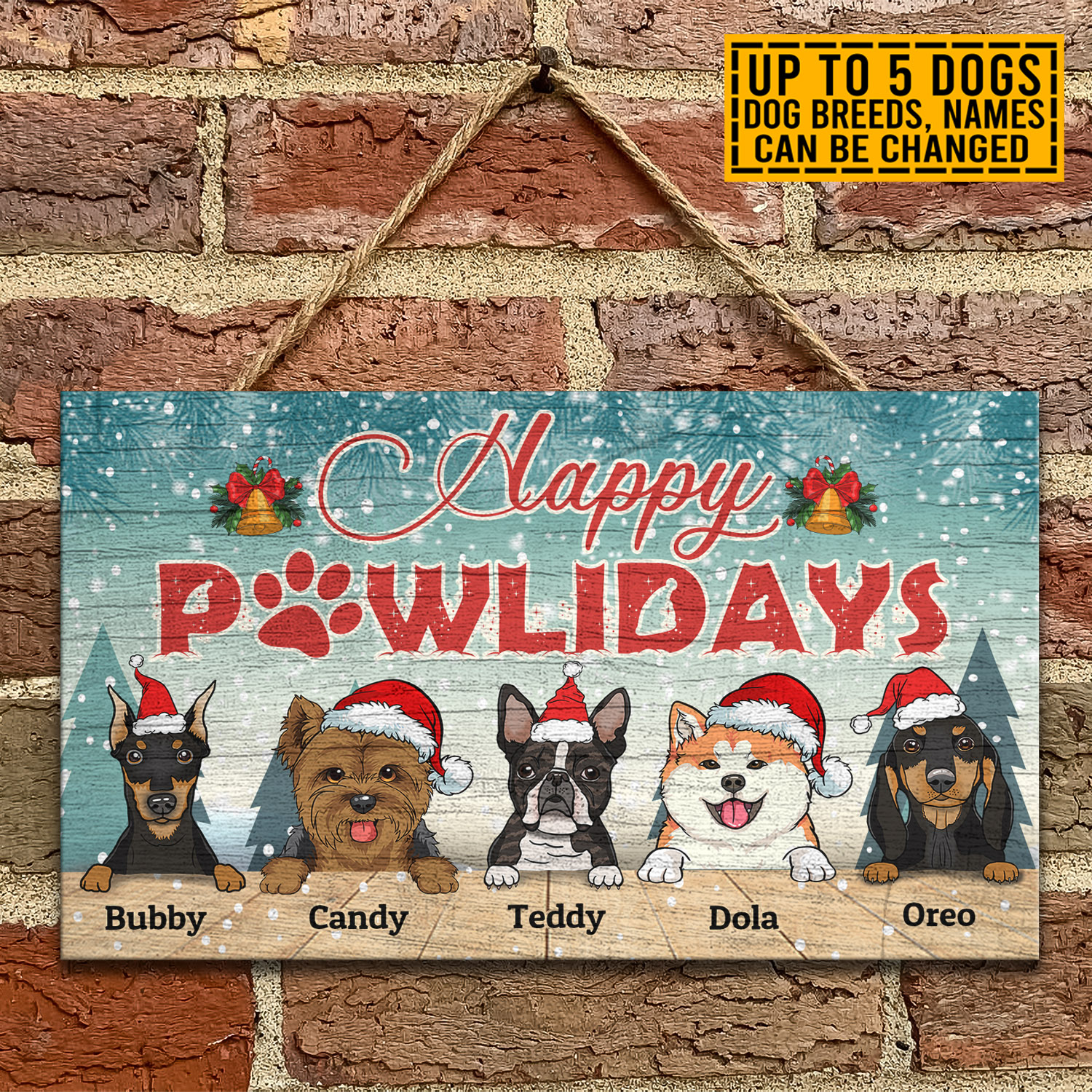 Happy Pawlidays Personalized Dog Name Merry Christmas Decorative ...