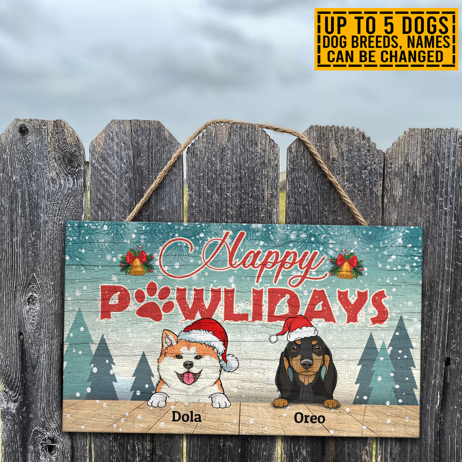 Happy Pawlidays Personalized Dog Name Merry Christmas Decorative ...