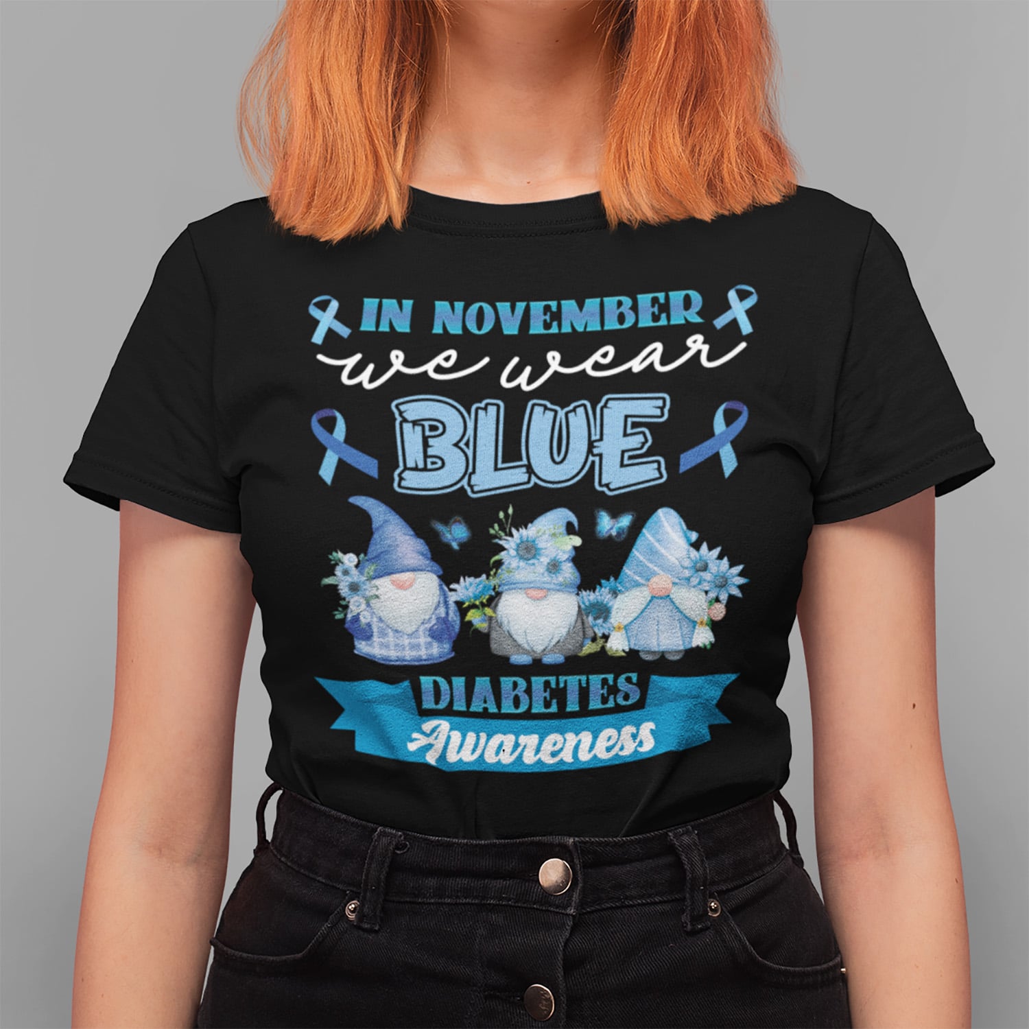 In November We Wear Blue Gnomes Diabetes Awareness T-shirt - Diabetes ...