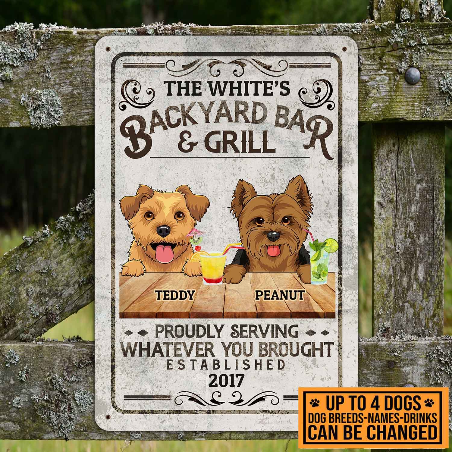 Personalized Dog Breeds Backyard Bar And Grill Proudly Serving What ...