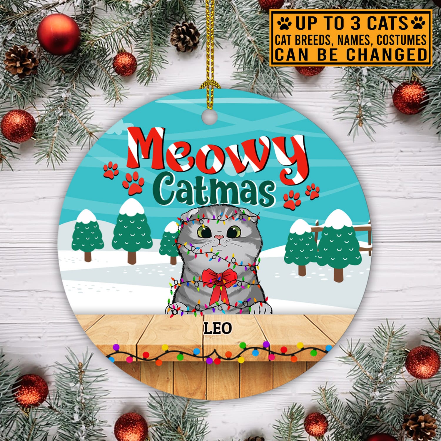 Custom Cat Breeds Meowy Catmas Funny Meowy Christmas Decorative ...