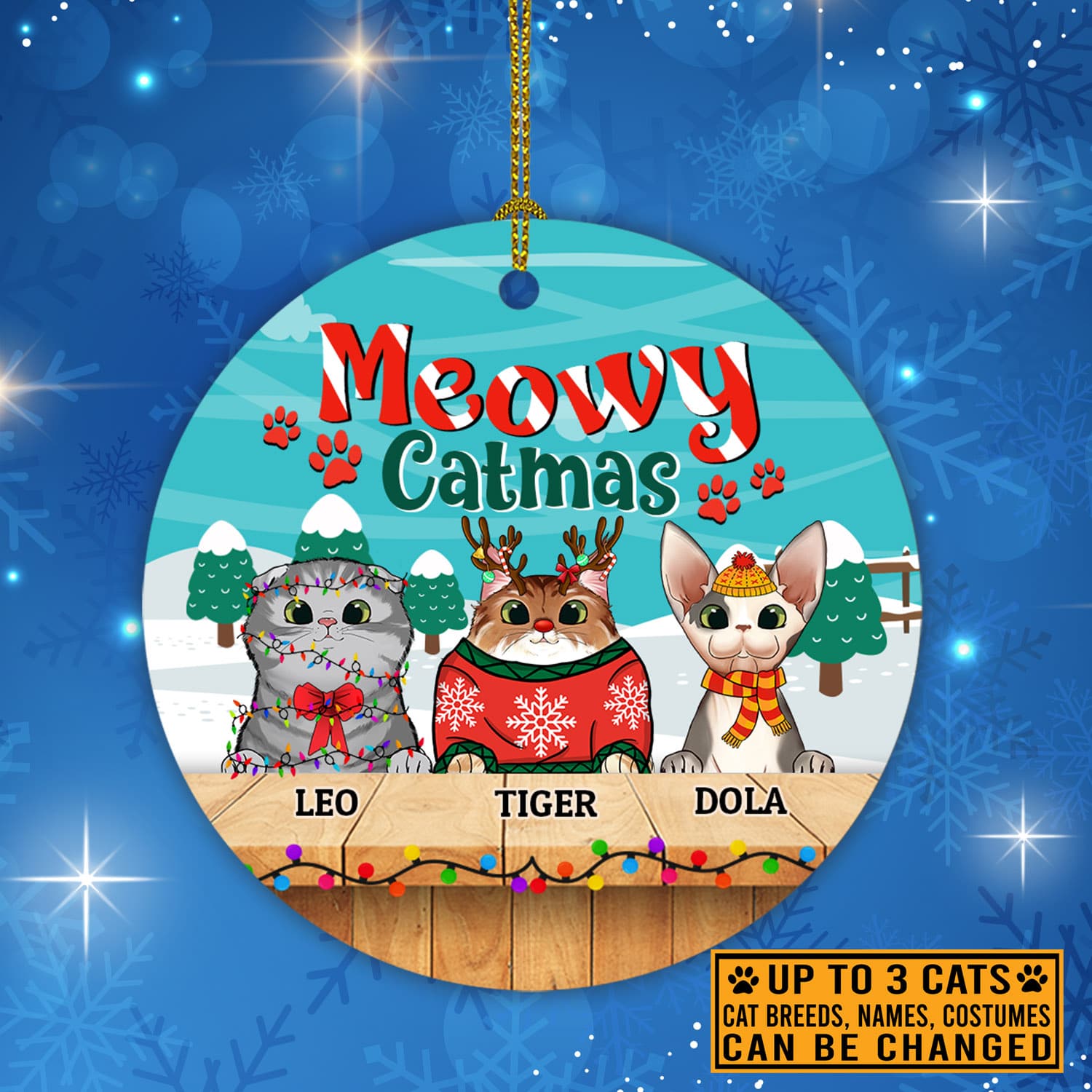 Custom Cat Breeds Meowy Catmas Funny Meowy Christmas Decorative ...