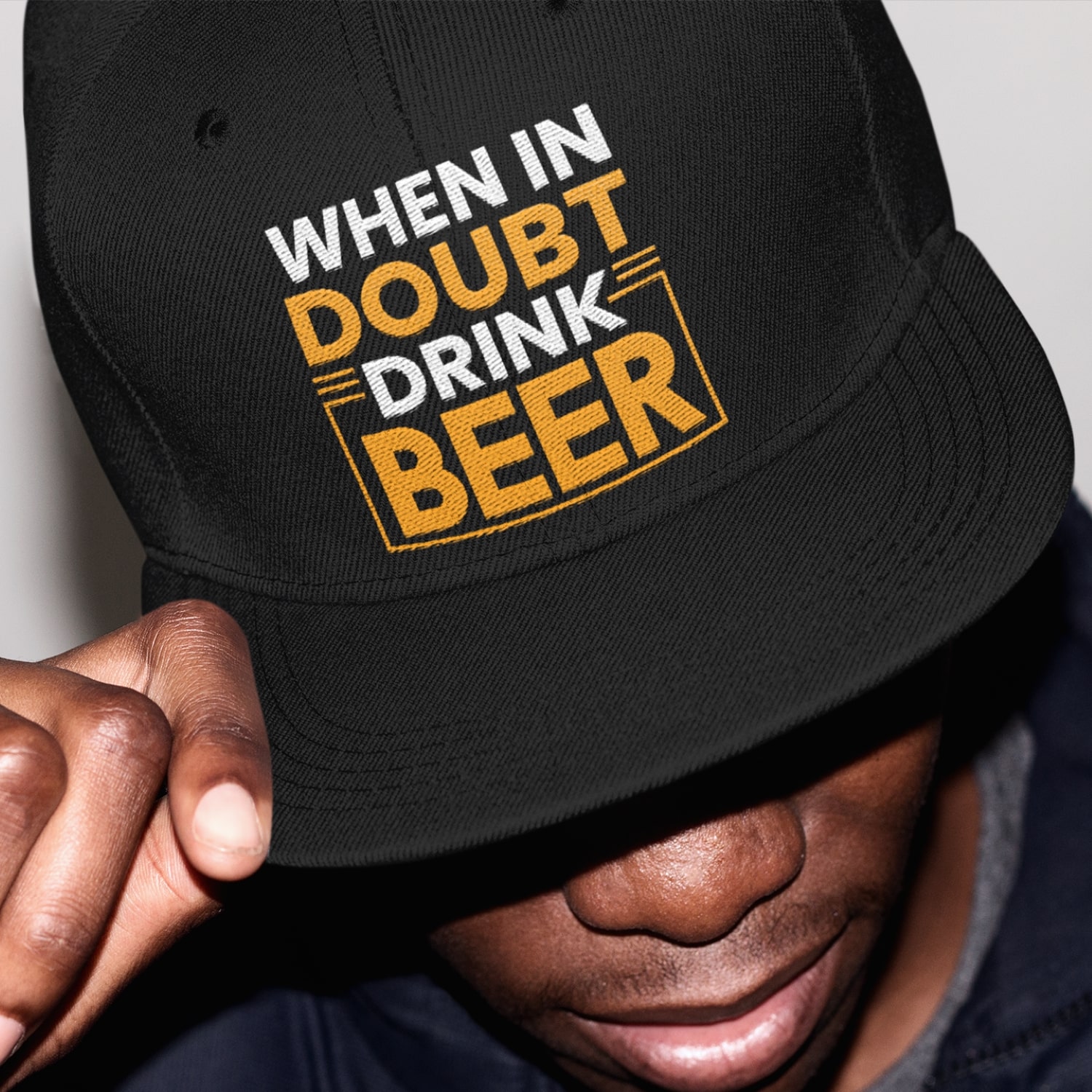 When In Doubt Drink Beer Funny Drinking Team Twill Cap - Funny Beer ...