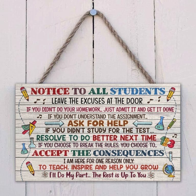 Notice To All Students Leave The Excuses At The Door Funny Classroom ...