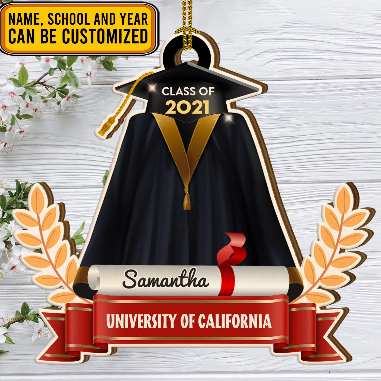 Personalized Graduation Grad Gown With Cap Class Of Custom Shaped ...
