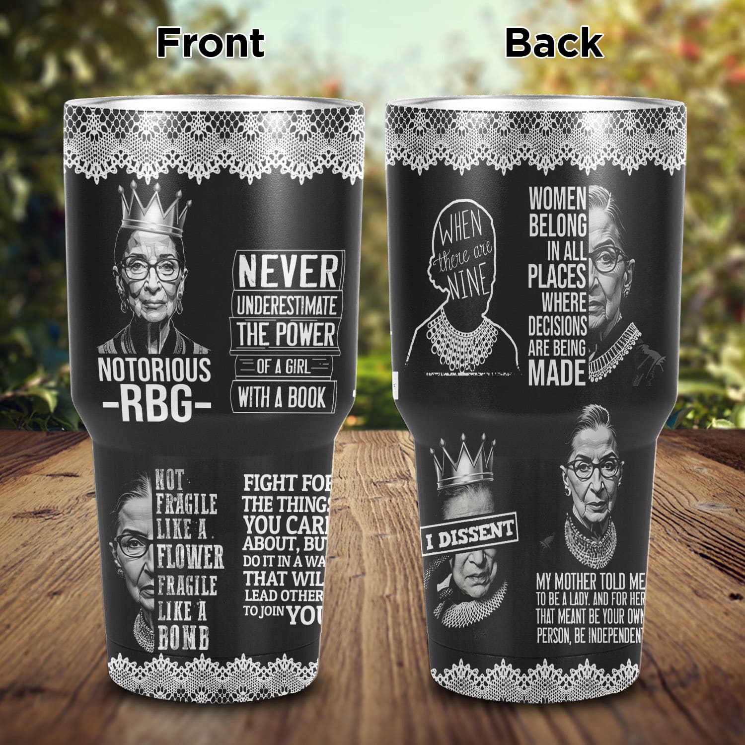 Rbg Tumbler | Fight For The Things You Care About Ruth Bader Ginsburg Insulated Tumbler Cup With ...